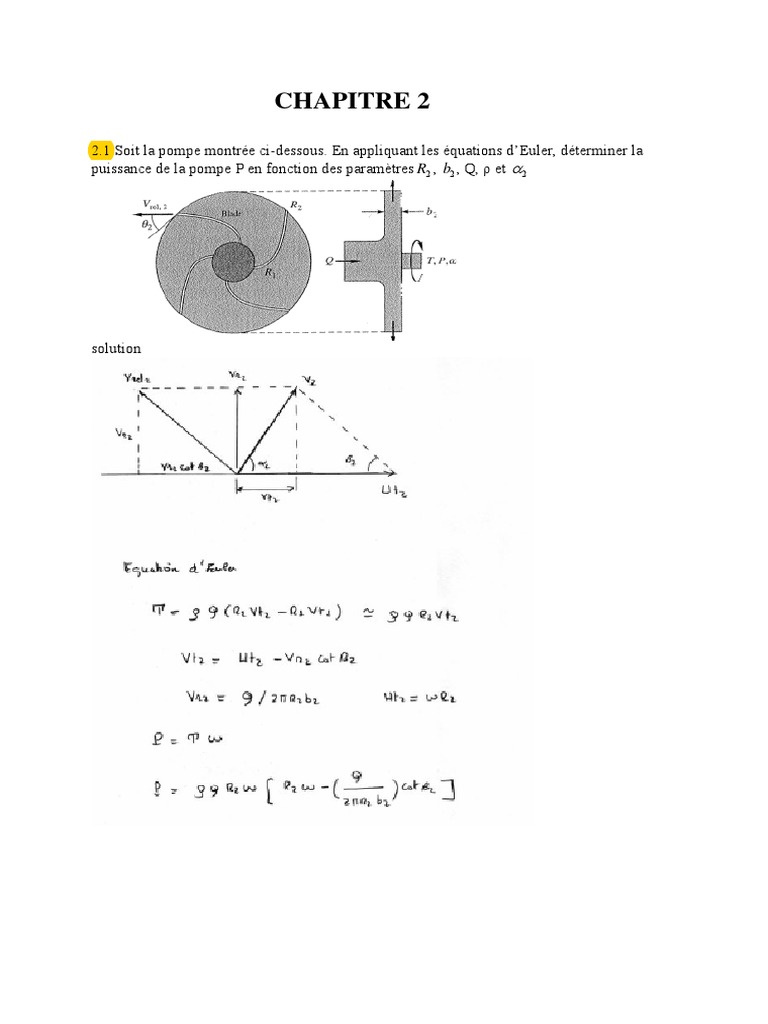 $$ Exo Pompes Modf | PDF | Pompe | Dynamique des fluides