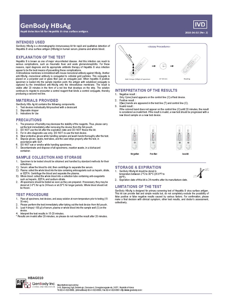 HBsAg Insert en Rev.2 Đã Chuyển Đổi | PDF | Hepatitis B | Blood Plasma