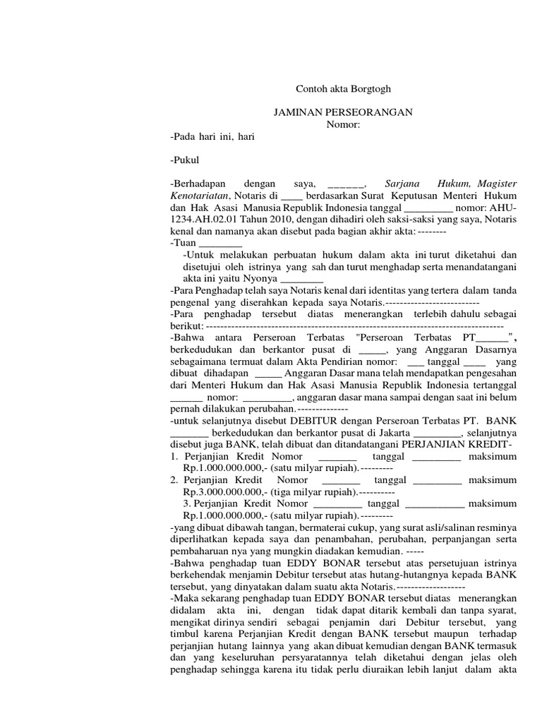Contoh Akta-2 Notaris Jaminan Kredit | PDF