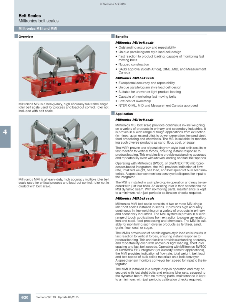 MSI - MMI Belt Scale | PDF | Belt (Mechanical) | Metrology