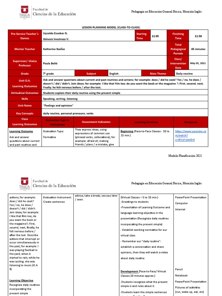 Planificación CLASE 2021 7mo | PDF | Cognition | Communication