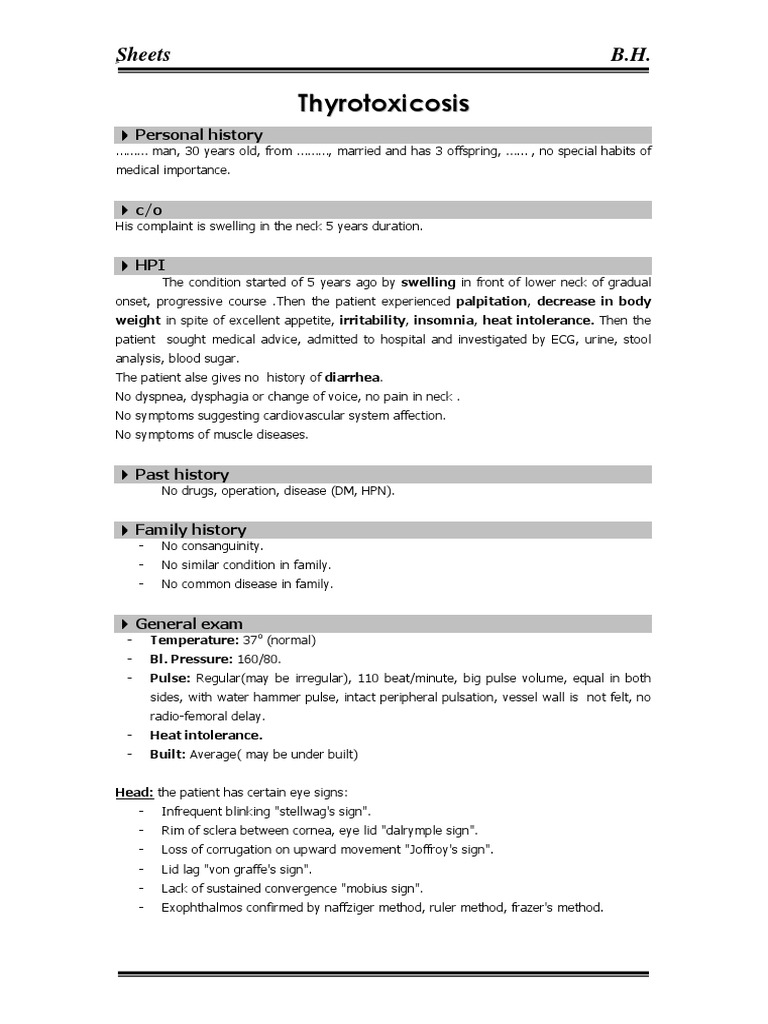 DR B Helmy Sheets Thyrotoxicosis | PDF | Hyperthyroidism | Pulse