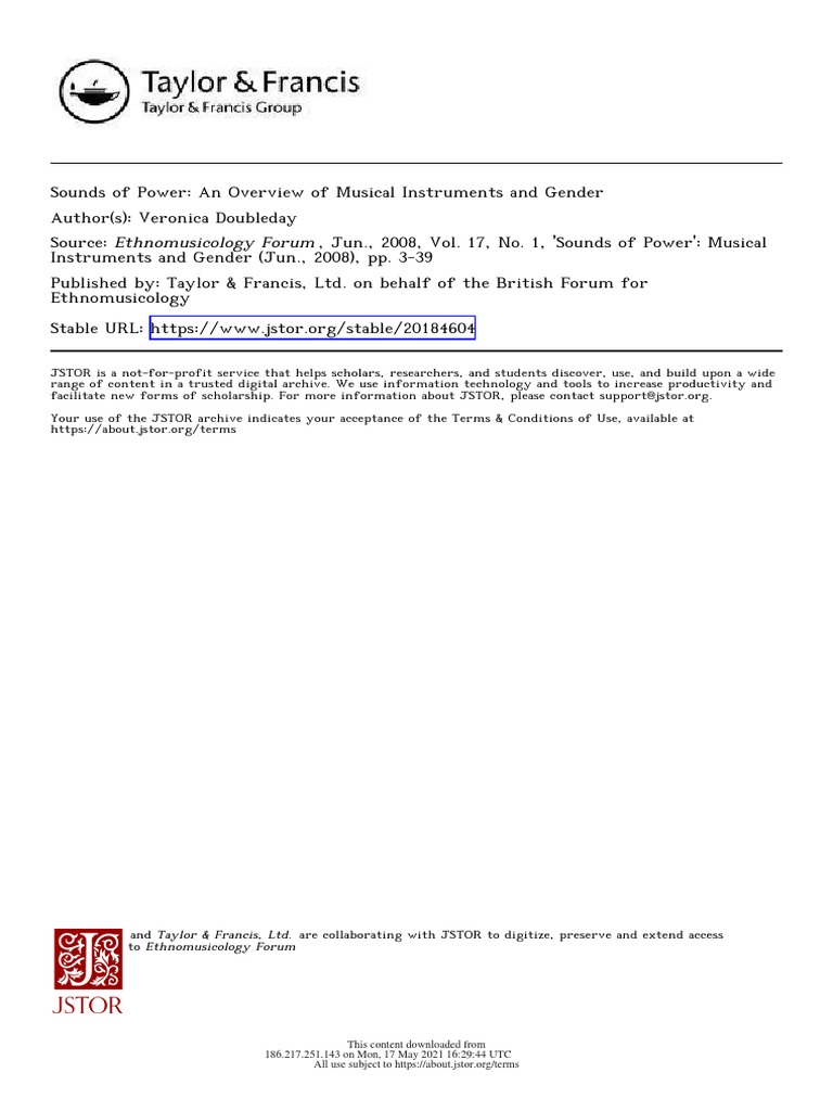 Sounds of Power: An Overview of Musical Instruments and Gender | PDF ...