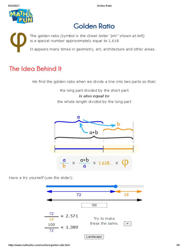 Golden Ratio Golden Ratio | PDF | Ratio | Mathematics