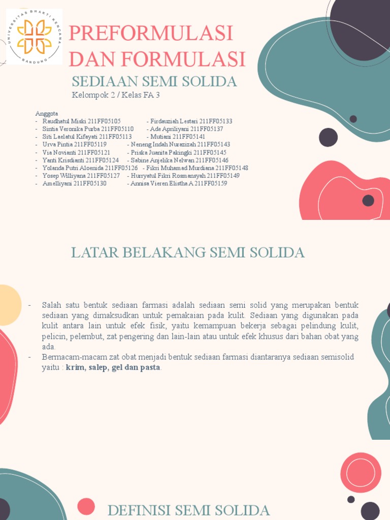 Kelompok 2 - Fa3 - Preformulasi Dan Formulasi Semisolid | PDF | Kesehatan Holistik