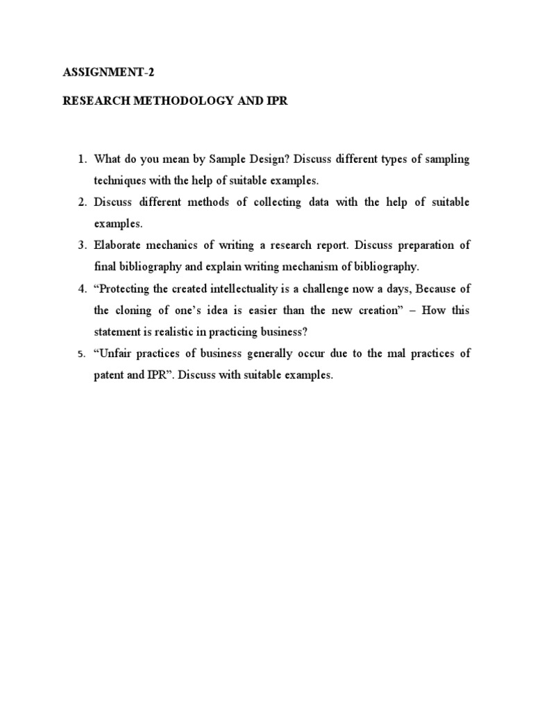 RM and Ipr Assignment-2 | PDF | Business