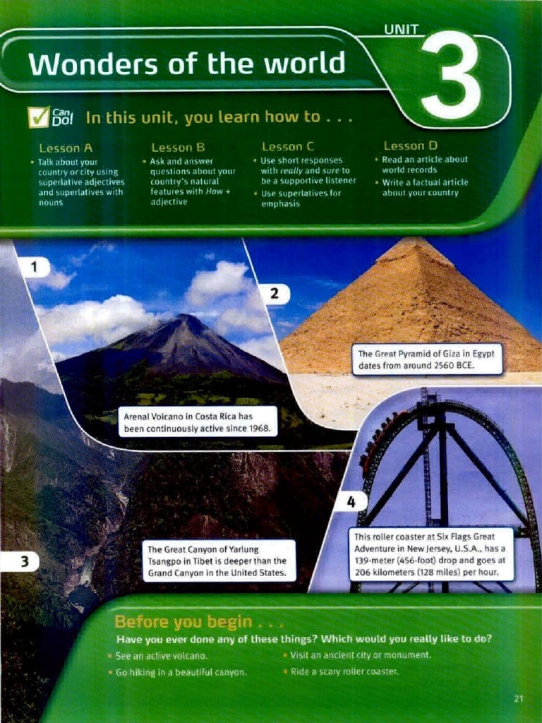 Unit 3 - Wonders of The World | PDF | Adjective | Andes