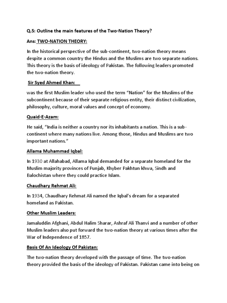 Two Nation Theory | PDF