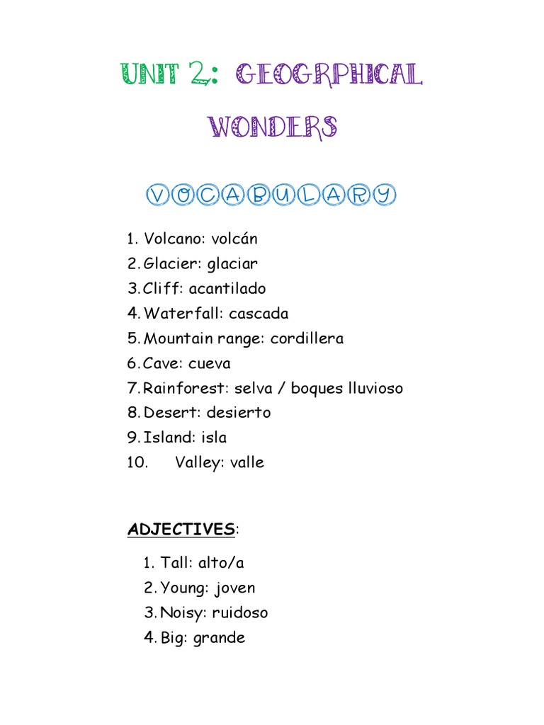 Unit 2 Vocabulary 6º | PDF