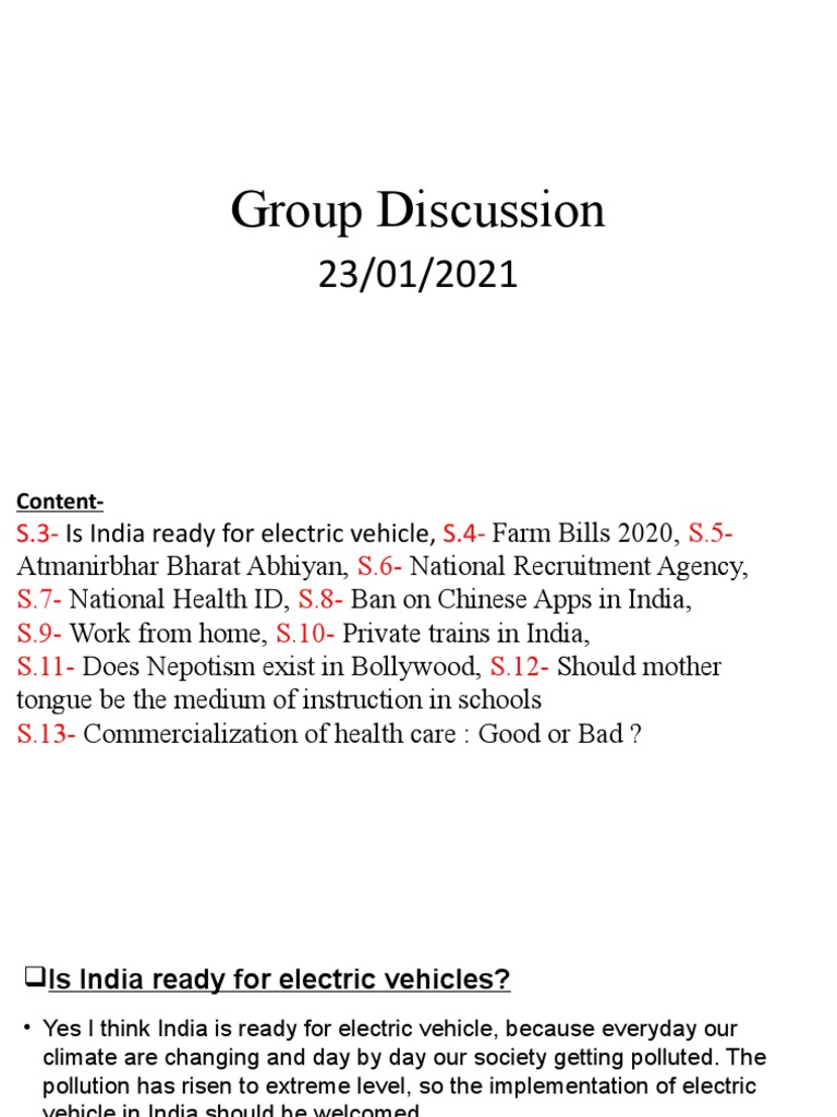 Group Discussion | PDF | Recruitment | Electric Vehicle