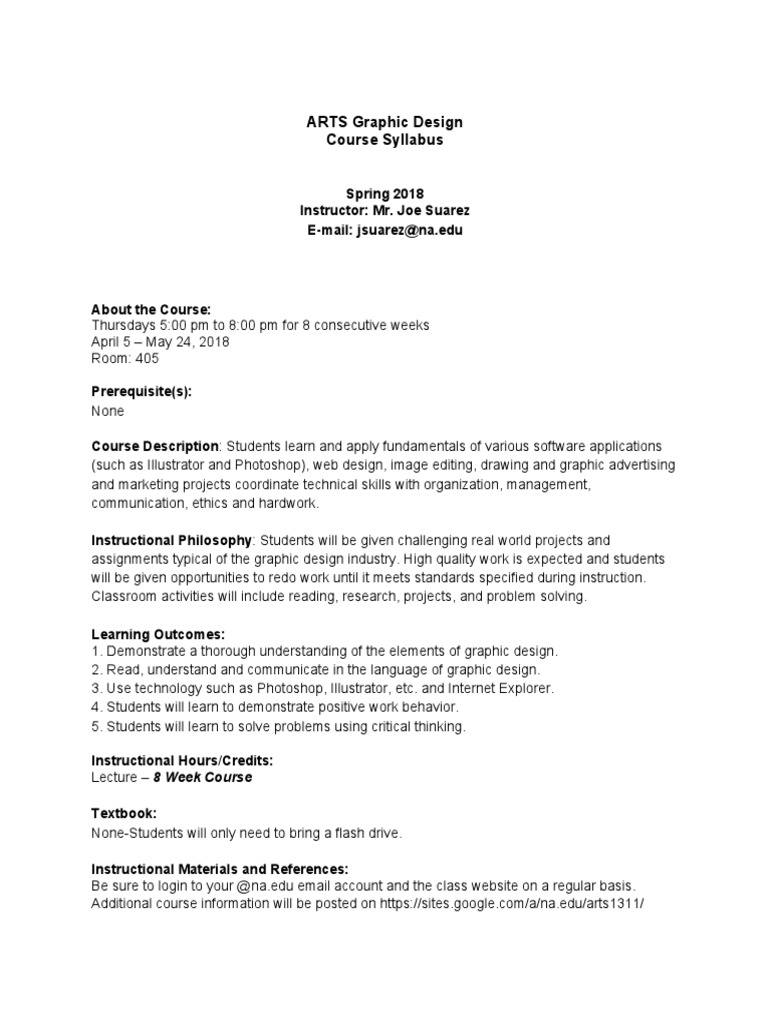 ARTS Graphic Design Course Syllabus | PDF | Academic Dishonesty ...