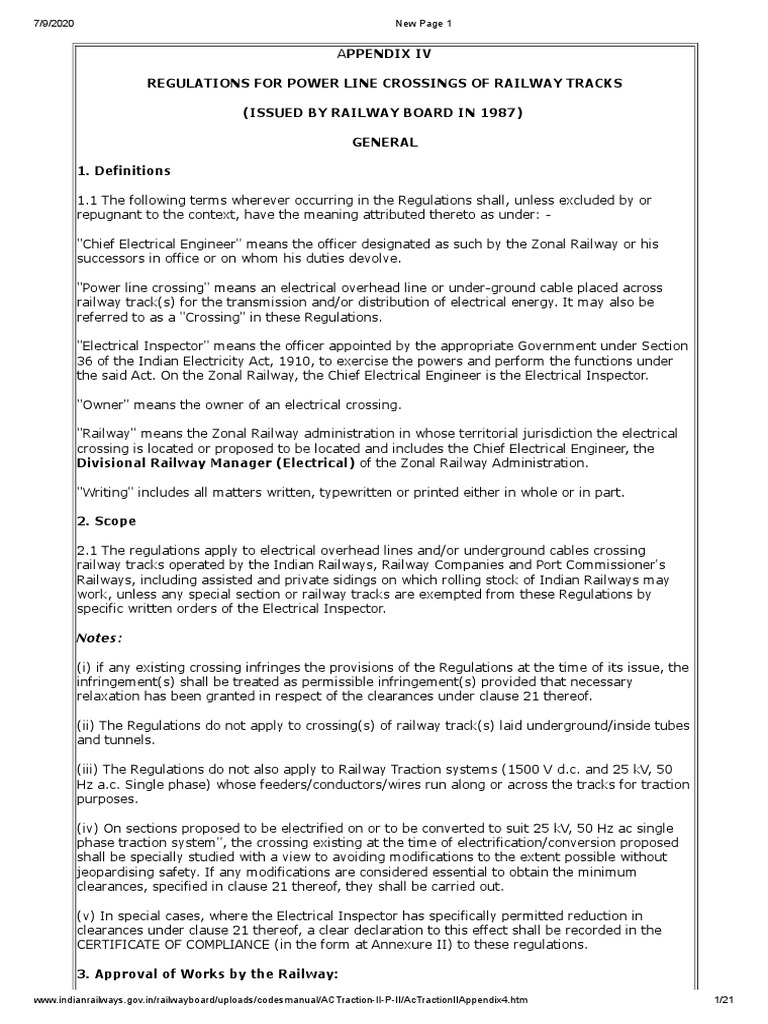 Railway Regulations For Power Line Crossings Upload SCBD | PDF | Rail ...
