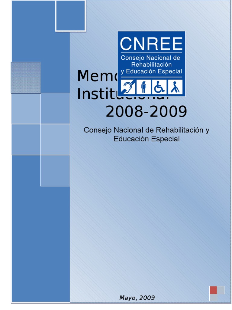 CNREE Memoria Final 2008 - 2009 | PDF | Invalidez | Institución