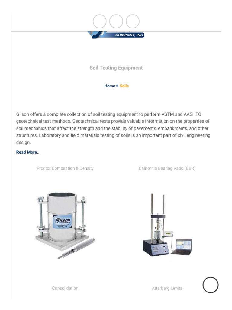 Soils Testing Equipment For Geotechnical Field - Lab Testing - Gilson ...