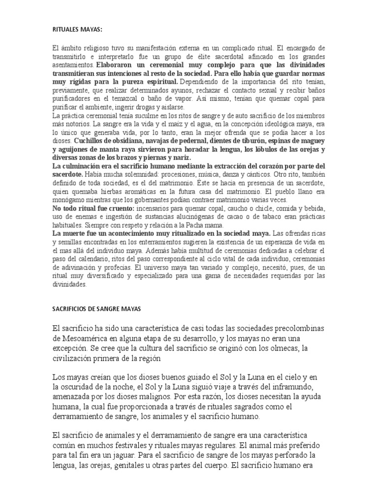 Rituales y Sacrificios en la Cultura Maya | PDF | Civilización maya ...