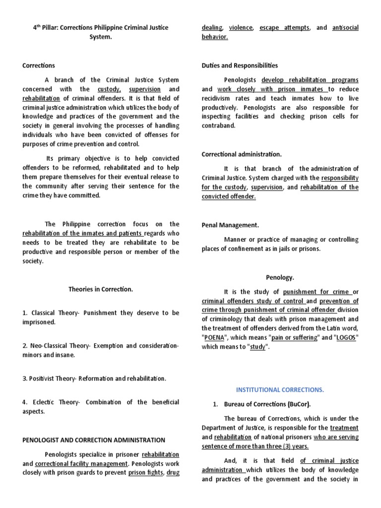 Fourth Pillar - CORRECTION | PDF | Prison | Rehabilitation (Penology)