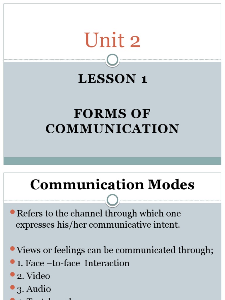 Modes of Communication in Unit 2 | PDF | Communication | Popular ...
