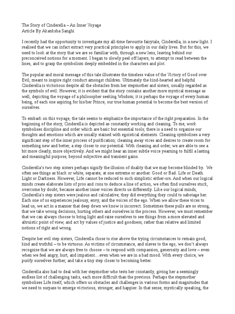 The Story of Cinderella - An Inner Voyage | PDF | Jealousy ...