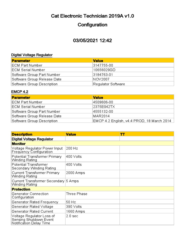 Cat Digital Voltage Regulator Configurations | PDF | Electric Generator ...