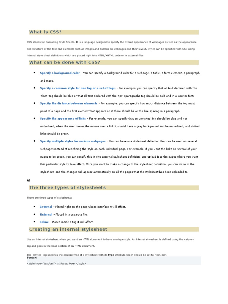 What Is CSS?: Specify A Background Color | PDF | Html Element ...