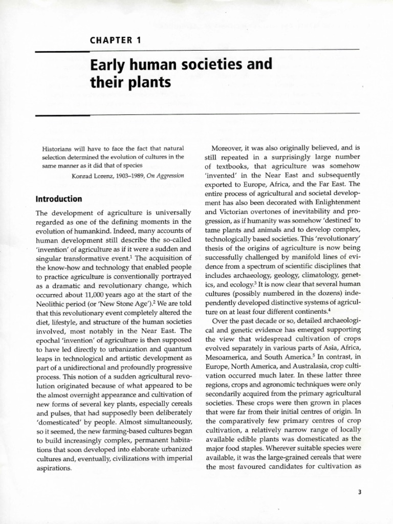 Chapter 1 Early Human Societies and Their Plants | PDF | Homo | Human