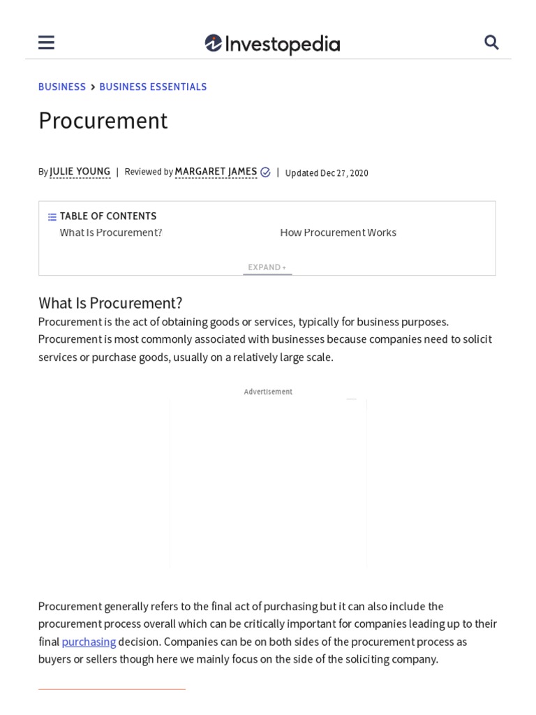 Procurement Definition | PDF | Procurement | Cost Of Goods Sold