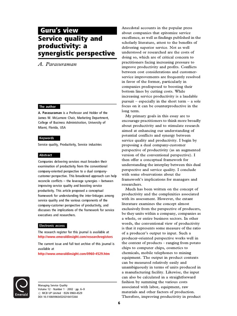 Parasuraman Guru View | PDF | Marketing | Factors Of Production