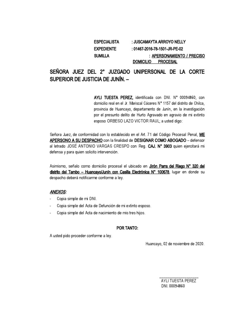 Apersonamiento LALY.... | PDF