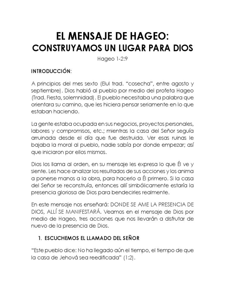 El Mensaje de Hageo | PDF | Dios