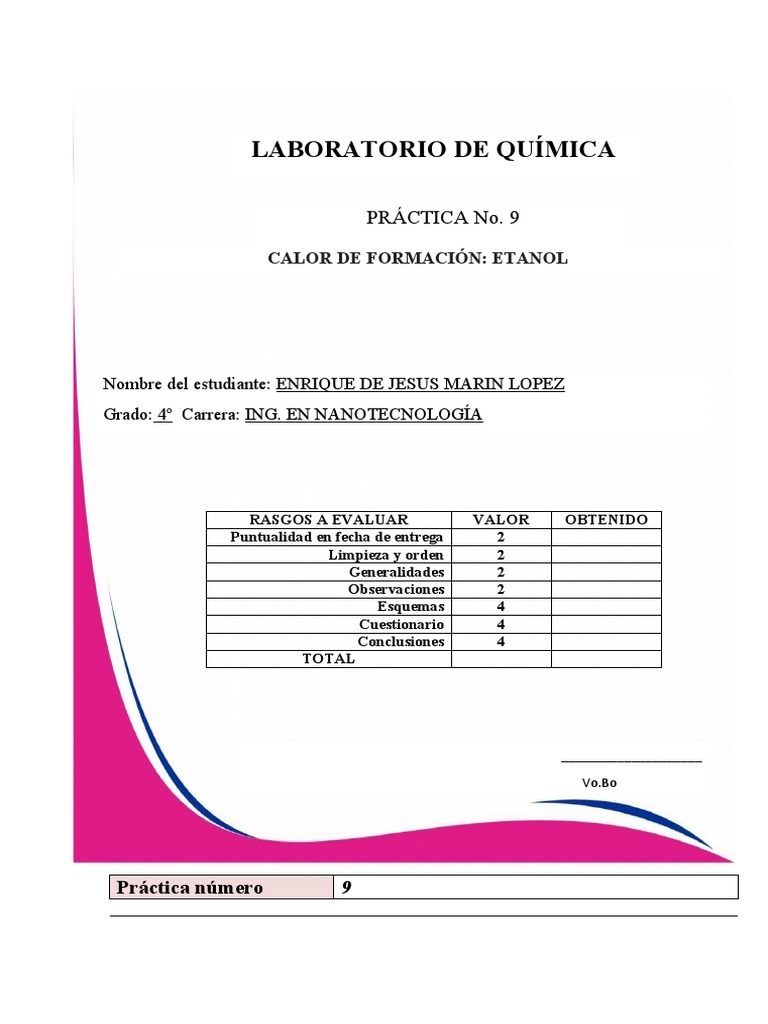 Calor de Formación del Etanol | PDF | Calor | Entalpía