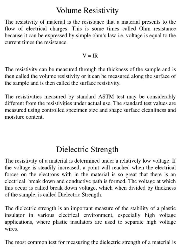 Volume Resistivity | PDF | Electrical Resistivity And Conductivity ...