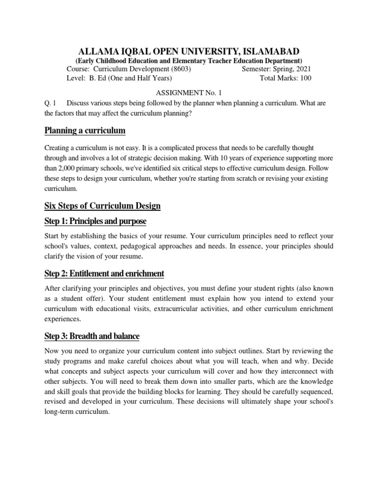 8603 Assignment | PDF | Curriculum | Teachers