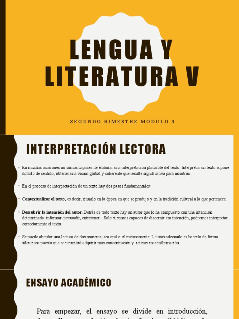 Lengua y Literatura V Modulo 3 | PDF | Ensayos