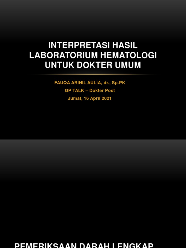 Interpretasi Hasil Lab Hematologi Untuk Dokter Umum-1 | PDF