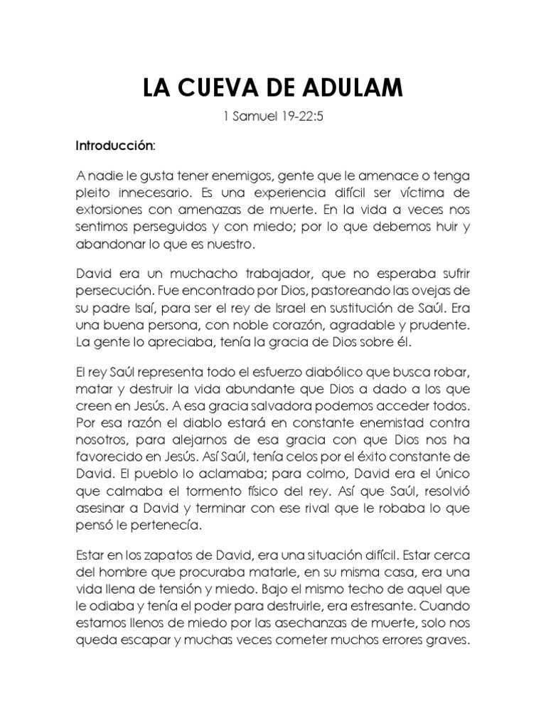 La Cueva de Adulam | PDF | David | Saulo
