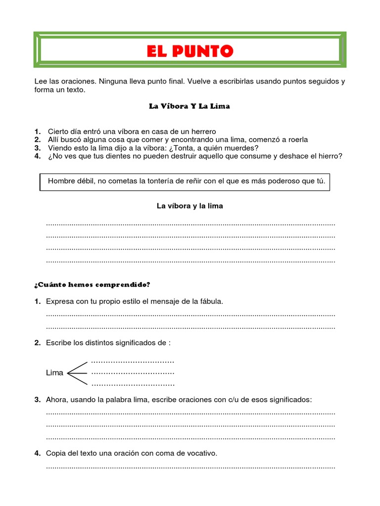 Oraciones y uso del punto en textos | PDF