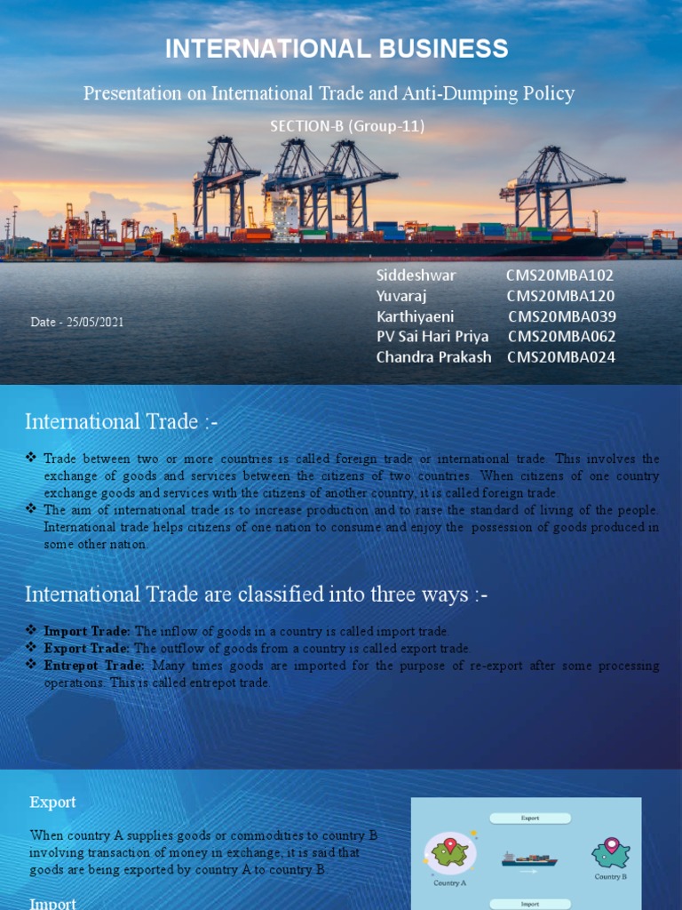 IB Presentation | PDF | Dumping (Pricing Policy) | International Business