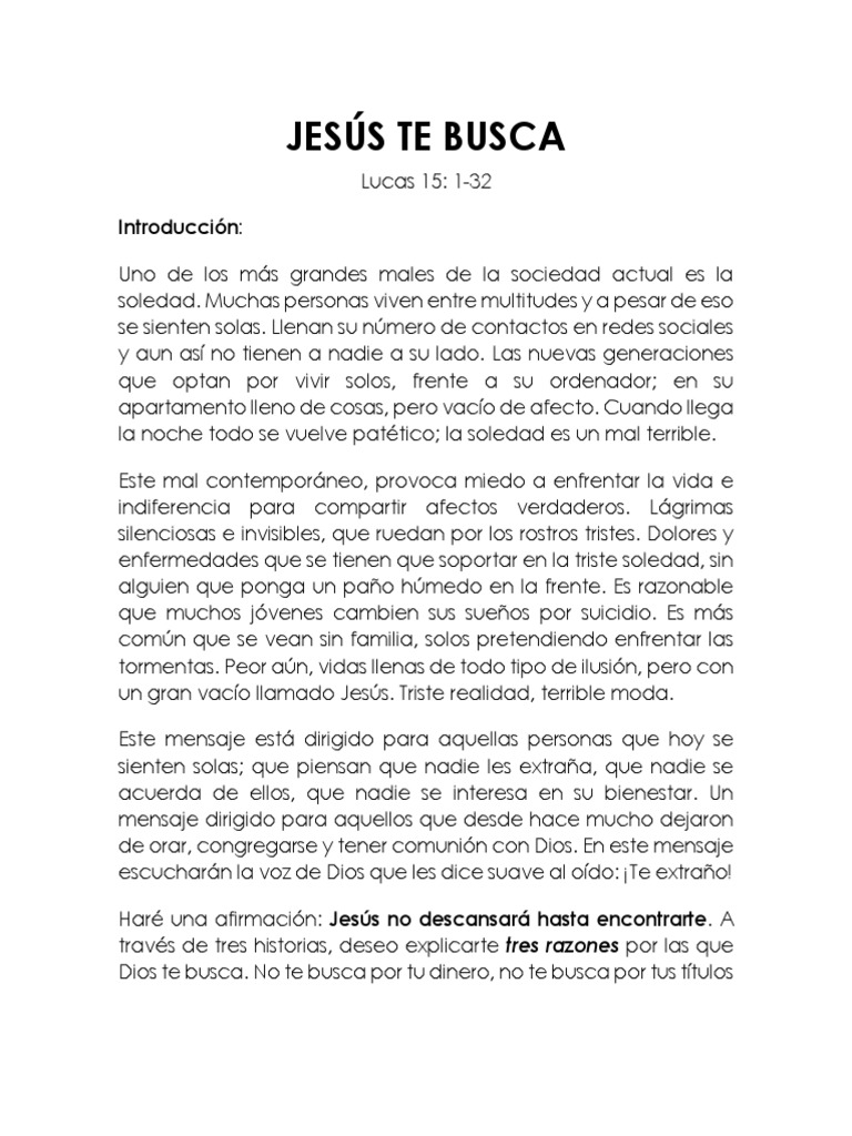 Jesús Te Busca: Encuentra Tu Camino | PDF | eucaristía | Soledad