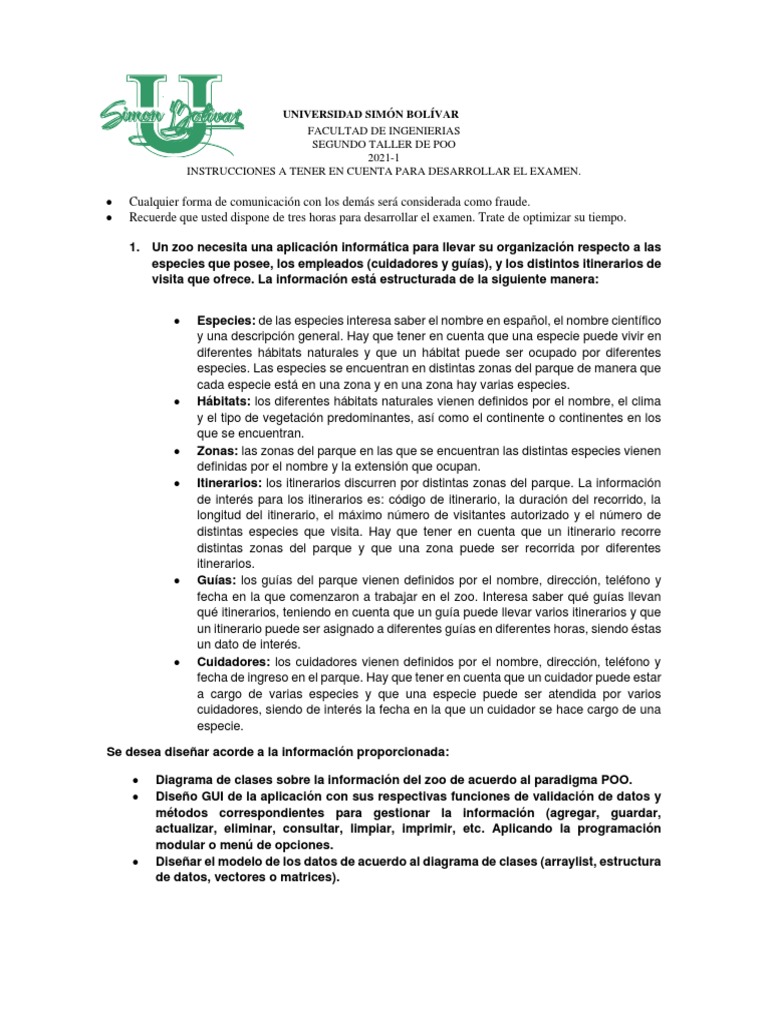 Taller 2 de Poo 2021-1 | PDF | Bases de datos | Gestión de tecnología ...