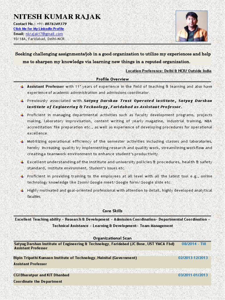 Resume Nitesh | PDF | University | Learning
