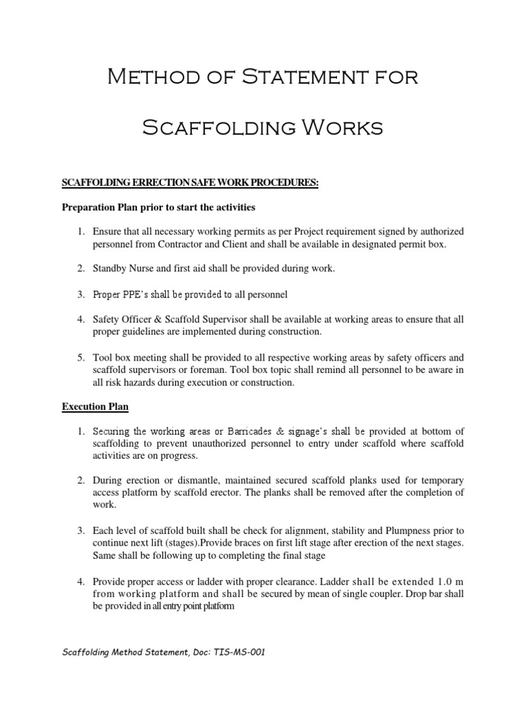 Scaffolding Work Safety Procedures | PDF | Scaffolding | Safety
