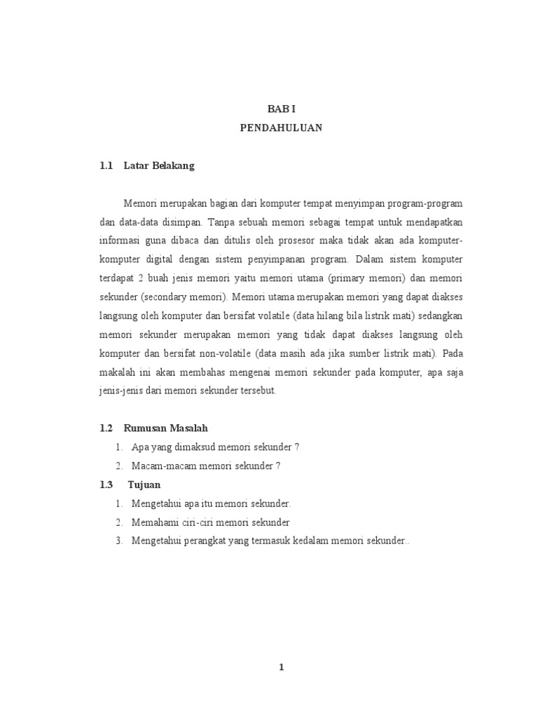 Makalah Memori Sekunder | PDF