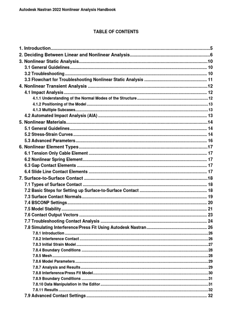 Autodesk Nastran 2022 Nonlinear Analysis Handbook 02 | Download Free PDF | Nonlinear System ...