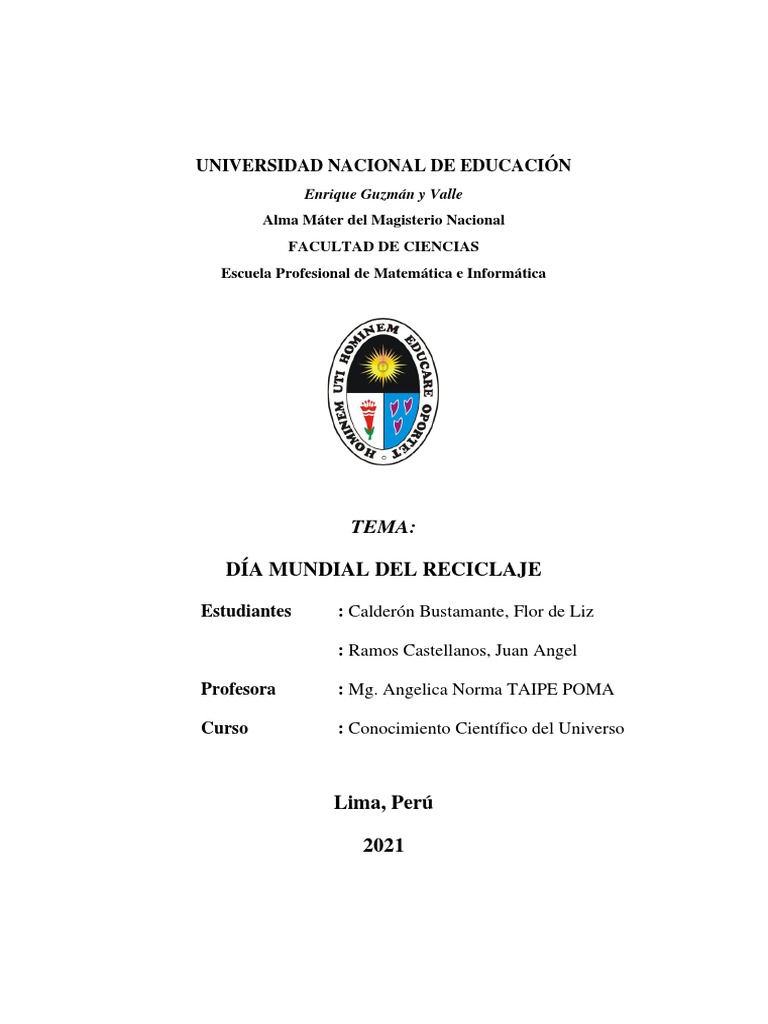 Día Mundial Del Reciclaje | PDF | Reciclaje | Residuos