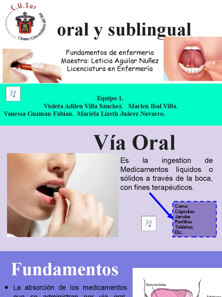Vía de Administración Oral | PDF | Medicamentos con receta | Membrana ...