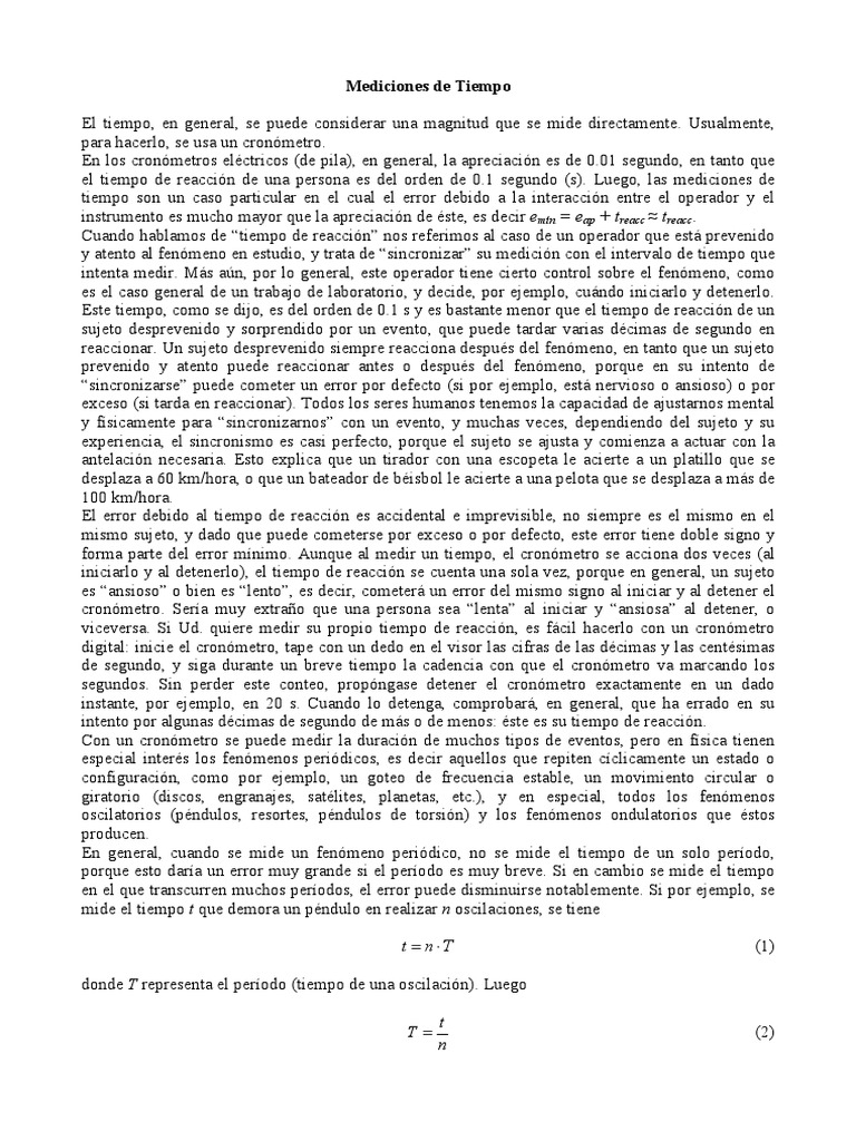 Magnitud del Cronómetro en Mediciones | PDF | Hora | Medición