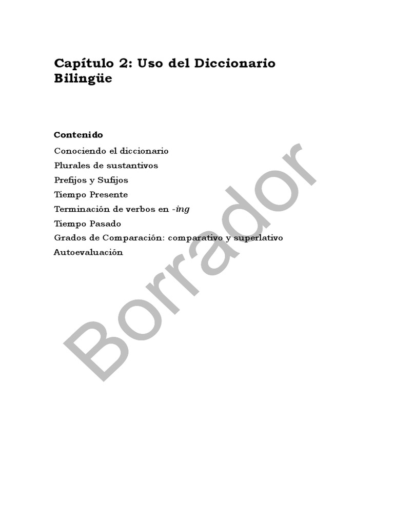 Uso Del Diccionario Bilingue | PDF | Palabra | Plural