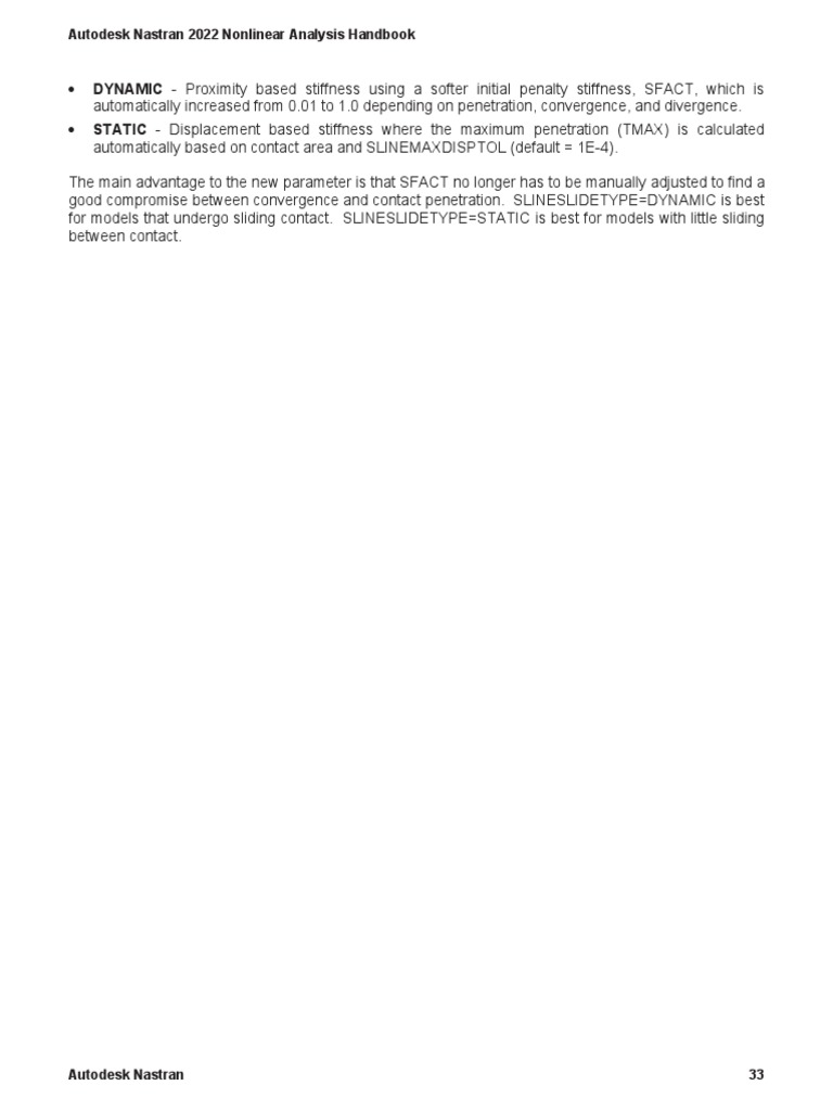 Autodesk Nastran 2022 Nonlinear Analysis Handbook 33 | PDF