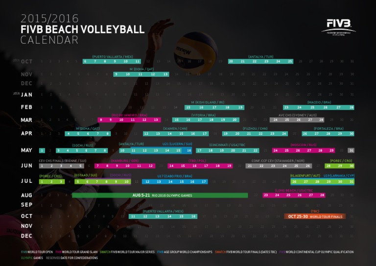 Fivb Beach Volleyball: 2015/2016 Calendar | Download Free PDF | Olympic ...