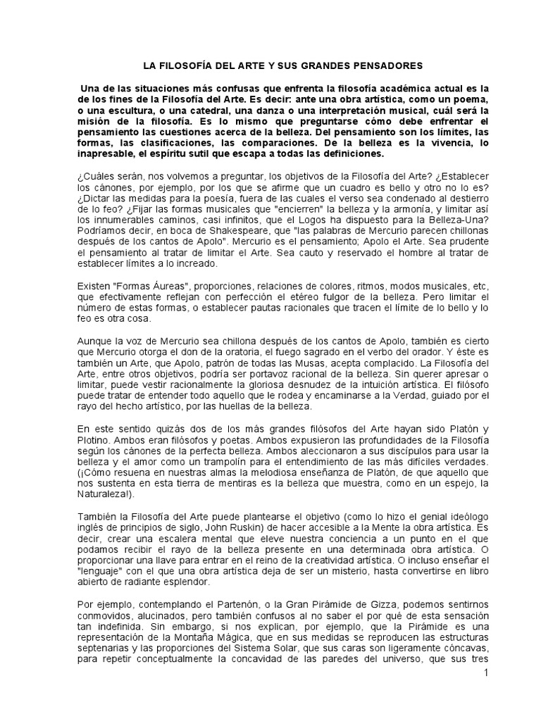 Filosofía del Arte y sus Pensadores | PDF | Surrealismo | Estética